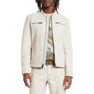 John Varvatos Brando Band Collar Leather Jacket