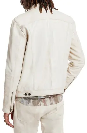 John Varvatos Brando Band Collar Leather Jacket