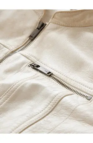 John Varvatos Brando Band Collar Leather Jacket