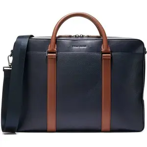 Cole Haan Triboro Leather Briefcase - Navy/new British Tan