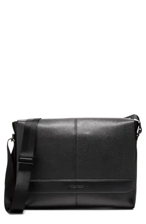 Cole Haan Triboro Leather Messenger Bag - Black