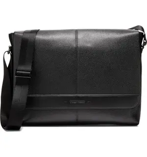 Cole Haan Triboro Leather Messenger Bag - Black