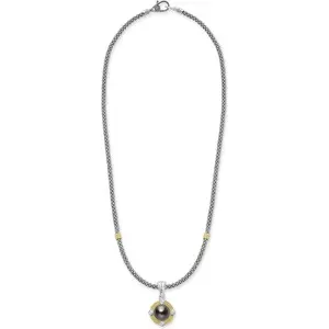 Lagos Luna Freshwater Pearl & Diamond Pendant Necklace
