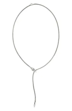 John Hardy Naga Lariat Necklace With Gemstones - Silver