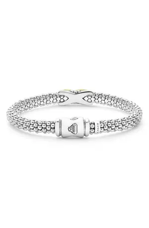 Lagos Embrace Pavé Diamond Center X Bracelet - Silver