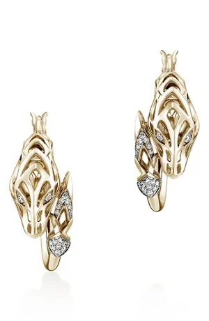 John Hardy John Hardy Naga Hoop Earrings With Diamonds Gold