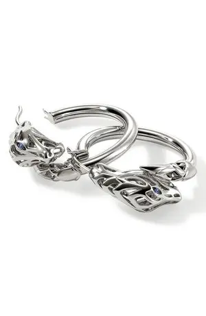 John Hardy Naga Hoop Earrings With Diamonds - Silver