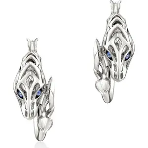John Hardy Naga Hoop Earrings With Diamonds - Silver