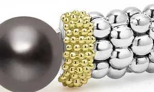 Lagos Luna Black Tahitian Pearl Station Bracelet - Silver