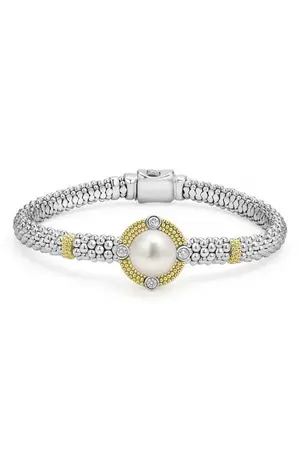 Lagos Luna Freshwater Pearl And Diamond Bracelet - Silver
