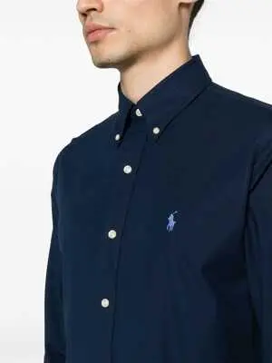 Polo Ralph Lauren Logo-embroidered Poplin Shirt - Blue