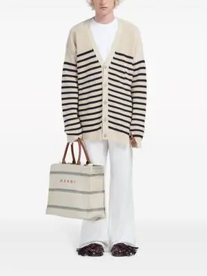 Marni Embroidered-logo Canvas Tote Bag - Neutrals