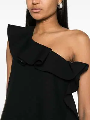 MSGM Ruffle-trim Asymmetric Minidress - Black