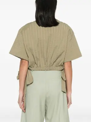 MSGM Seersucker Cropped Shirt