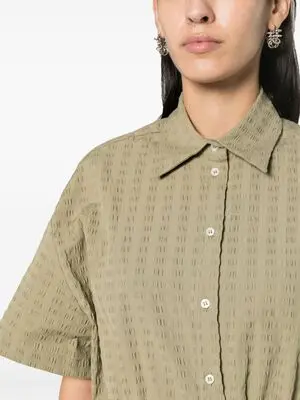 MSGM Seersucker Cropped Shirt