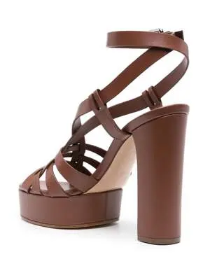 Casadei Betty 120mm Leather Sandals - Brown