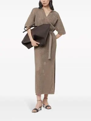 Brunello Cucinelli Crochet-knit Cotton Midi Dress