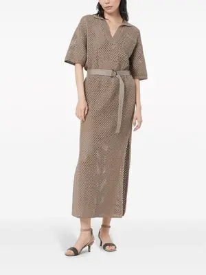 Brunello Cucinelli Crochet-knit Cotton Midi Dress