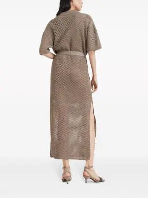 Brunello Cucinelli Crochet-knit Cotton Midi Dress