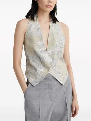 Brunello Cucinelli Sequin-embellished Linen Blouse