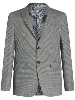 Etro Fine-checked Single-breasted Blazer - Blue