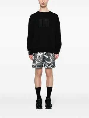 MOSTLY HEARD RARELY SEEN Logo Embroidered Hybrid Sweatshirt - Black
