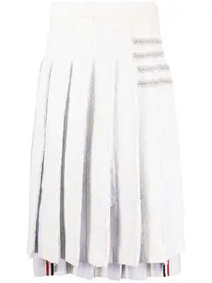 Thom Browne 4-bar Tweed Pleated Skirt - White