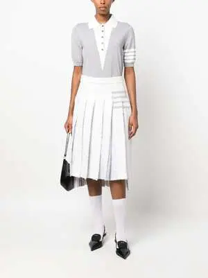 Thom Browne 4-bar Tweed Pleated Skirt