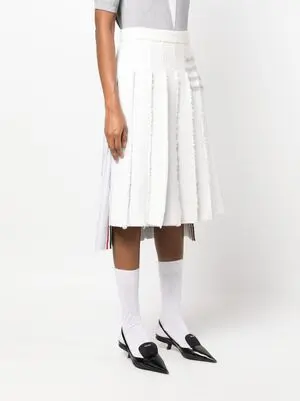 Thom Browne 4-bar Tweed Pleated Skirt
