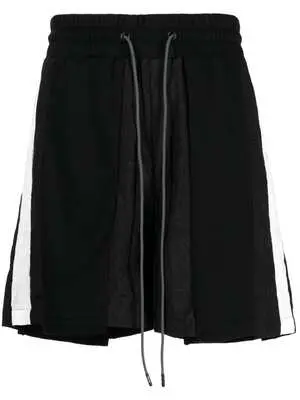 MOSTLY HEARD RARELY SEEN Striped Panelled Track Shorts - Black