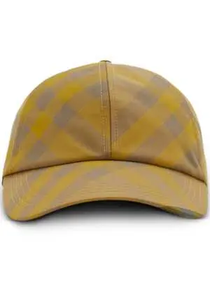 Burberry Check-pattern Cotton Cap - Yellow