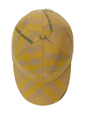 Burberry Check-pattern Cotton Cap - Yellow