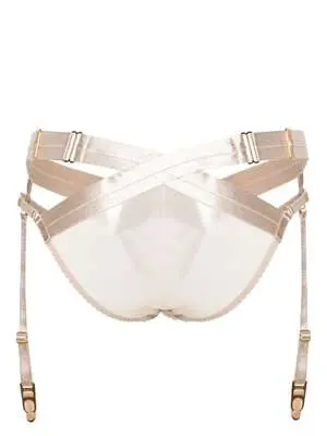 BORDELLE Tomoe Satin Harness Brief - Brown