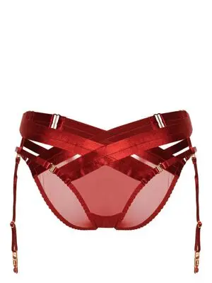 BORDELLE Tomoe Satin Harness Brief - Red