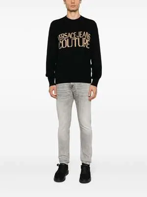 Versace Whiskering-effect Straight-leg Jeans - Grey
