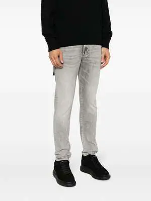 Versace Whiskering-effect Straight-leg Jeans - Grey