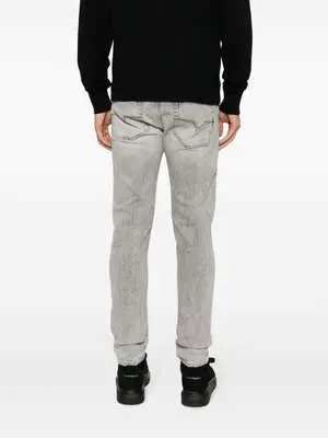 Versace Whiskering-effect Straight-leg Jeans - Grey