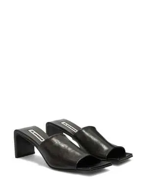 JIL SANDER Square Open-toe Leather Sandals - Black