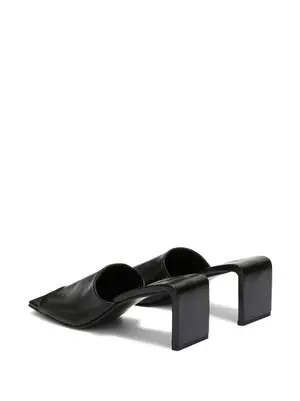 JIL SANDER Square Open-toe Leather Sandals - Black