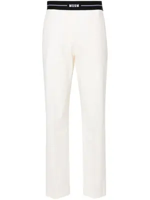 MSGM Logo-waistband Tapered Trousers - Neutrals