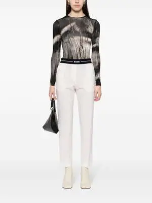 MSGM Logo-waistband Tapered Trousers - Neutrals