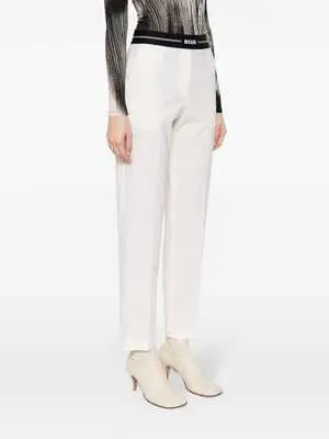 MSGM Logo-waistband Tapered Trousers - Neutrals