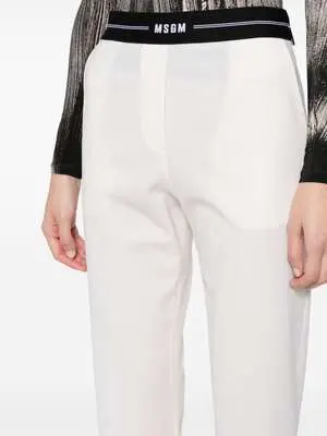 MSGM Logo-waistband Tapered Trousers - Neutrals