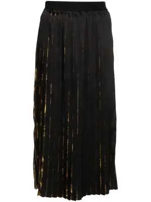 Versace Watercolour Pleated Midi Skirt - Black