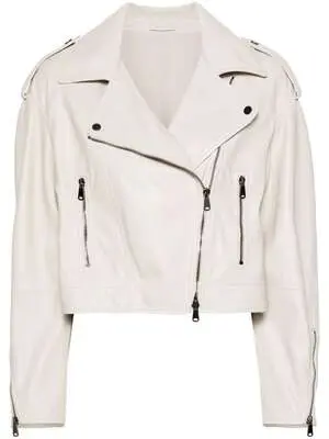 Brunello Cucinelli Notched-lapel Leather Jacket