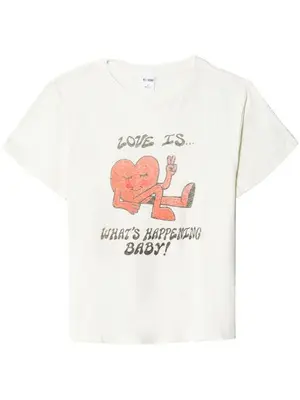 RE/DONE Classic What's Happening-print T-shirt - White