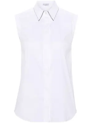 Brunello Cucinelli Sleeveless Button-up Shirt - White