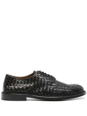 DOUCAL'S Interwoven Leather Derby Shoes - Black