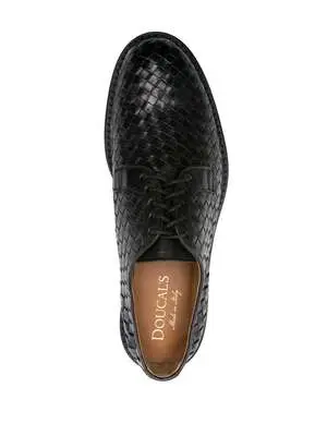 DOUCAL'S Interwoven Leather Derby Shoes - Black