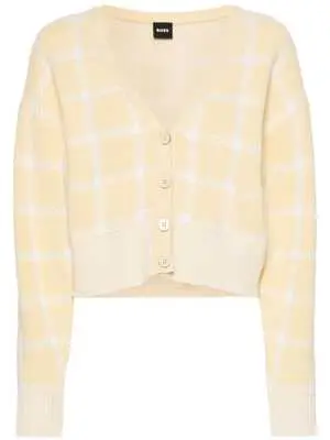 BOSS Tartan Knitted Cardigan - Neutrals